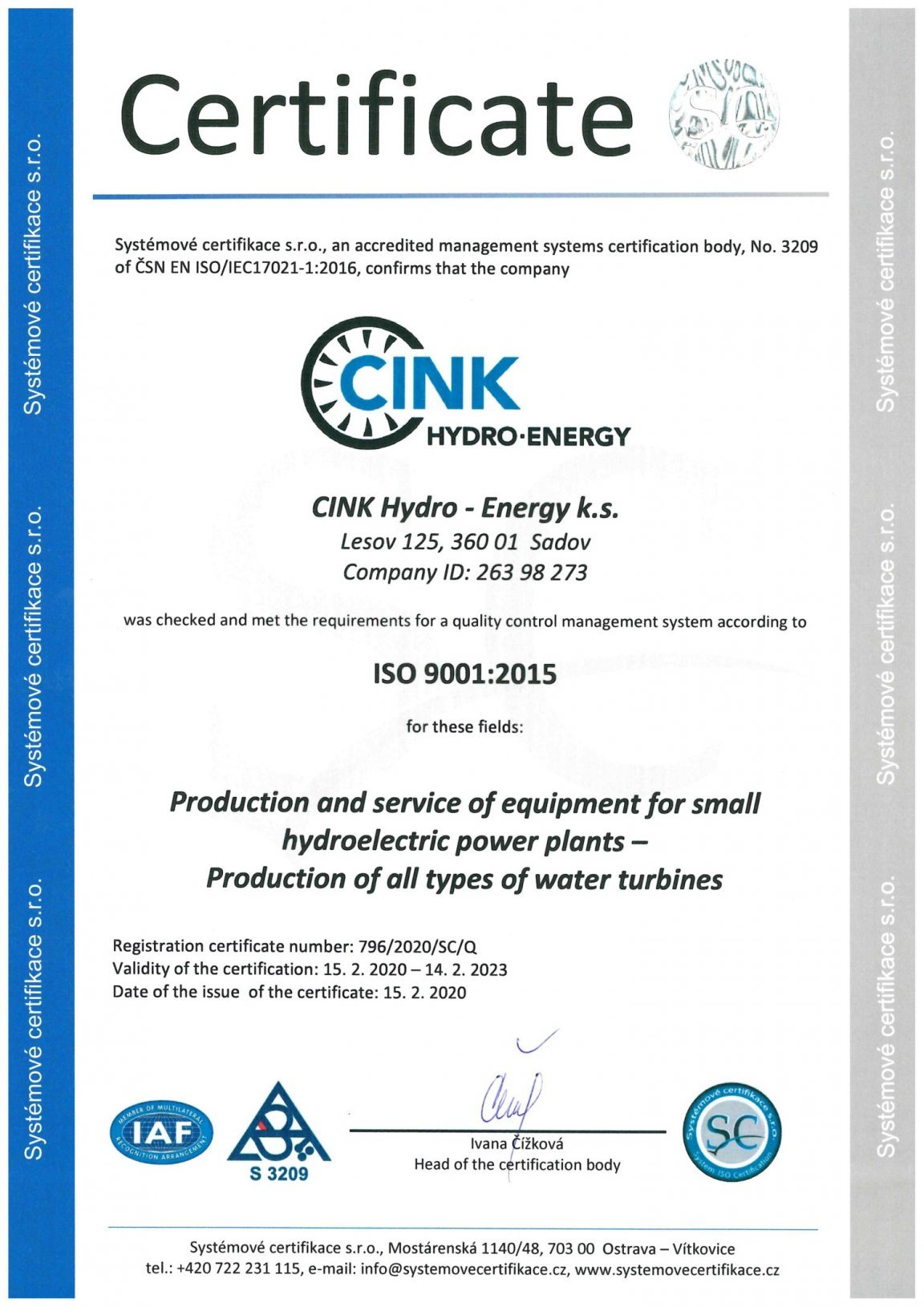 About us | CINK Hydro - Energy k.s. cink@cink-hydro-energy.com